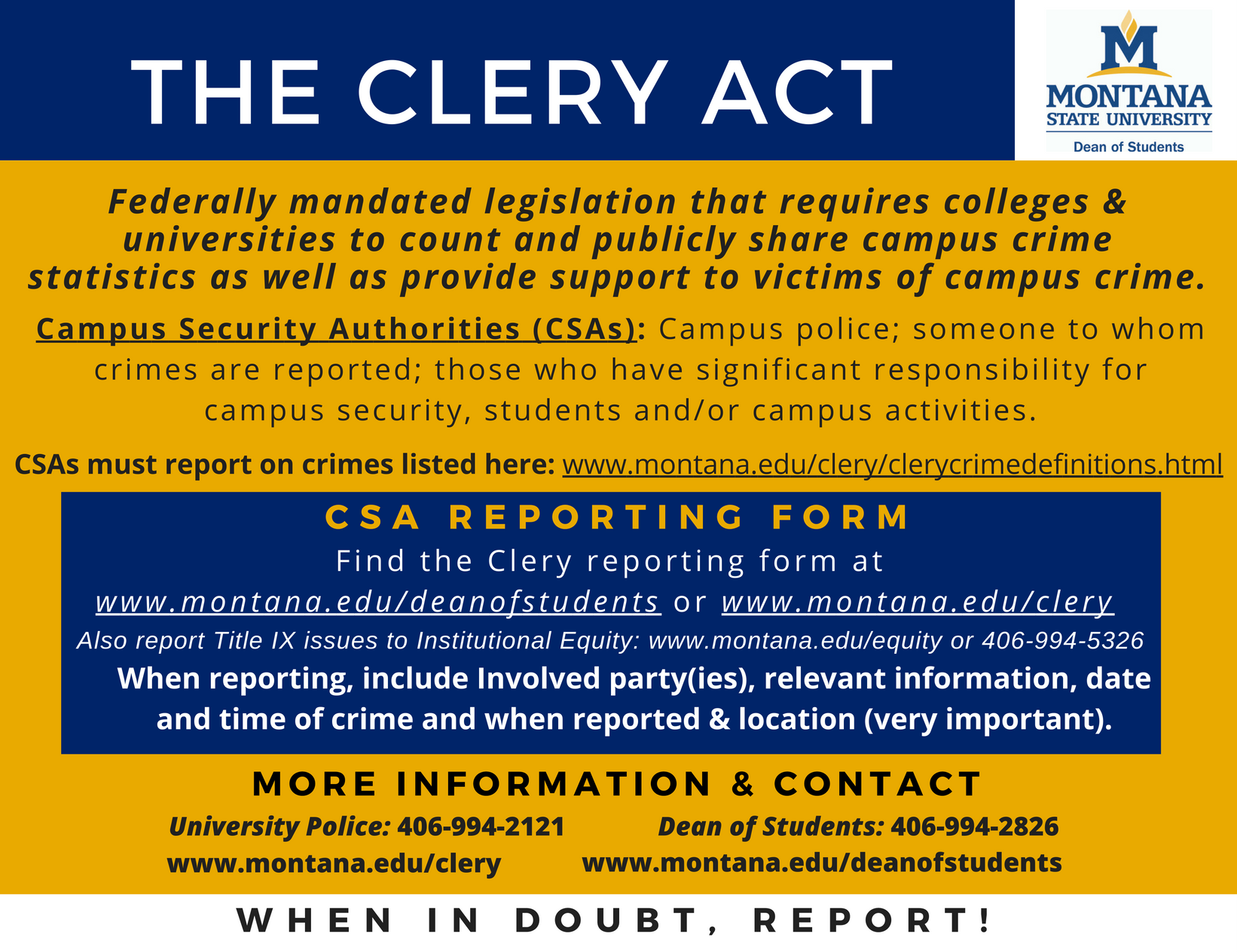 Office of Clery Compliance - Office of Clery Compliance | Montana State ...